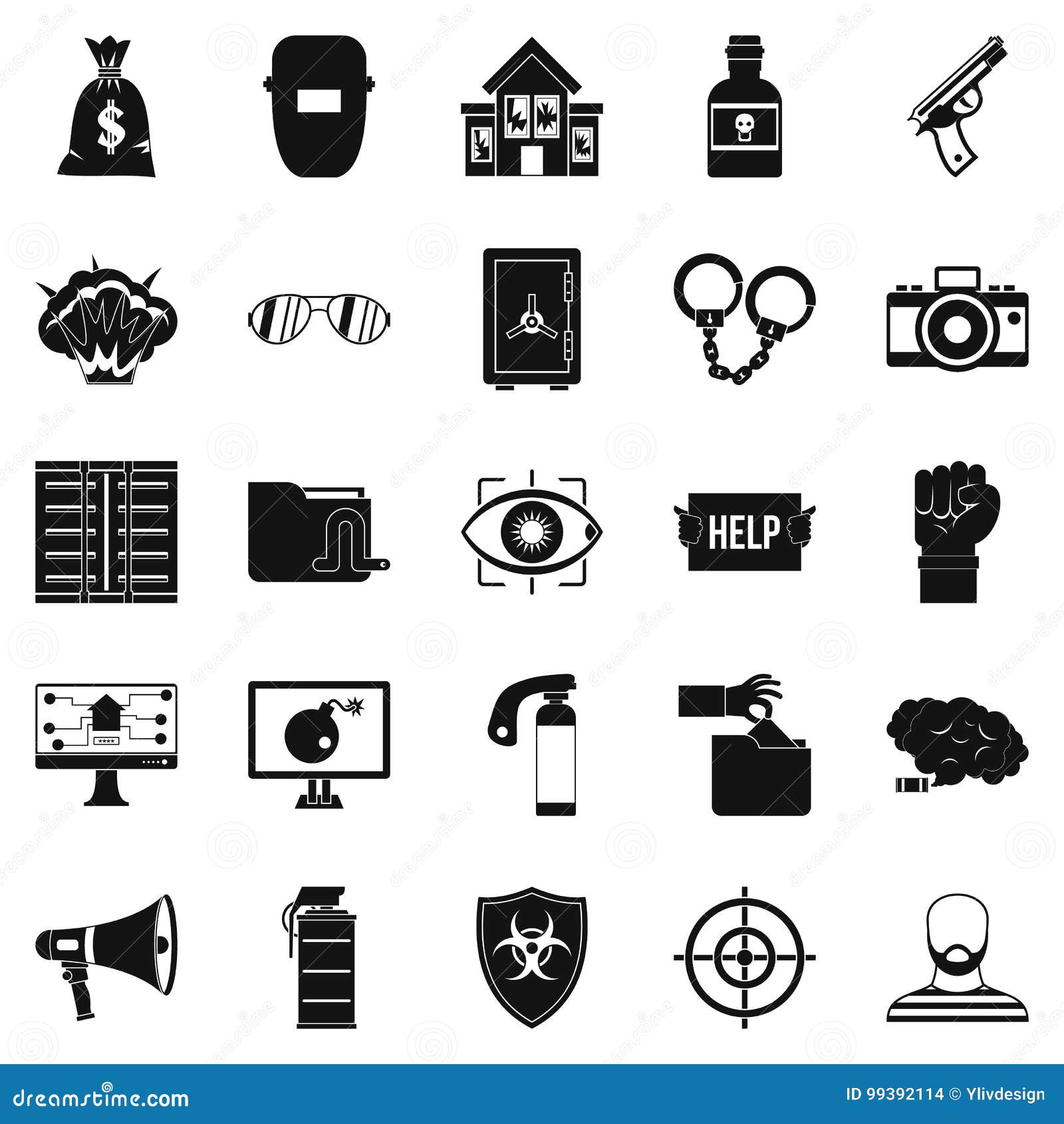 Hacking Icons Set, Simple Style Stock Vector - Illustration of firewall ...
