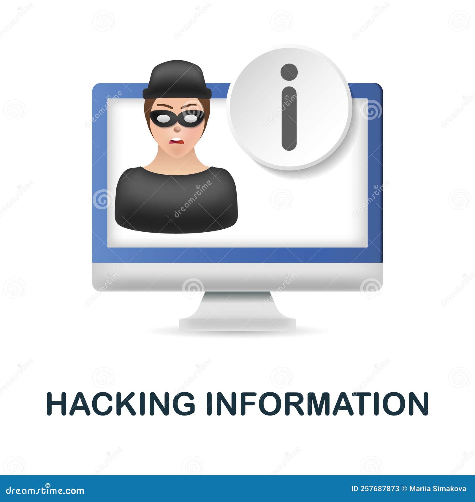 Hacking Information Icon. 3d Illustration from Cybercrime Collection ...