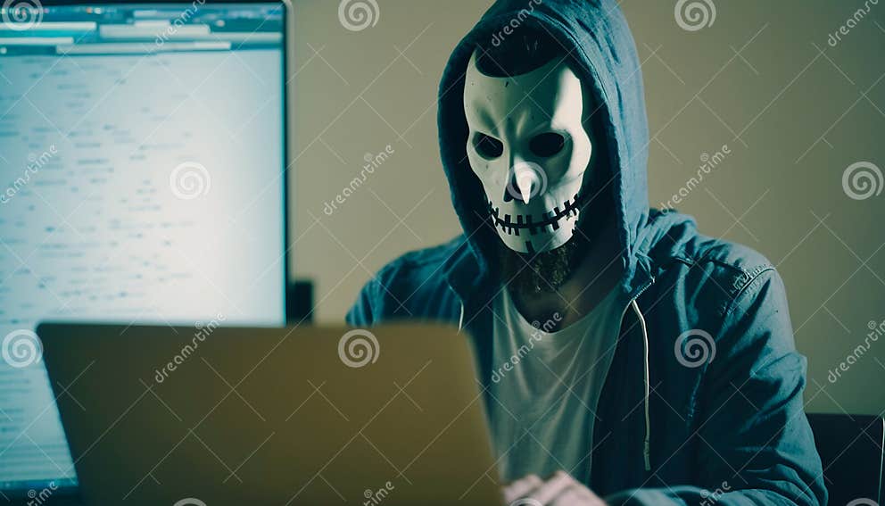 Hacking and Malware Concept. Hacker Using Abstract Laptop with Binary Code Digital Interface ...