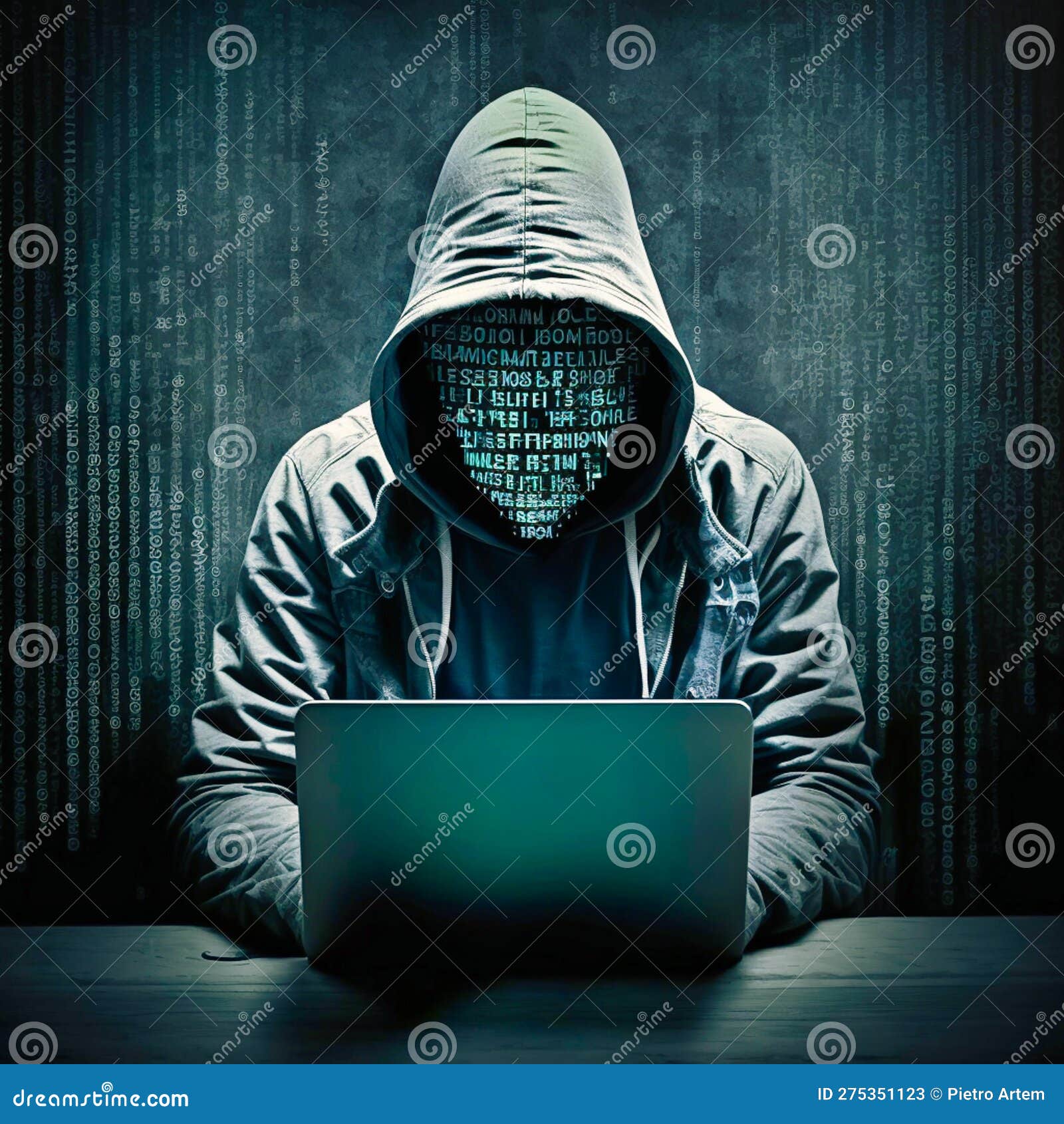 Hacking And Malware Concept Hacker Using Abstract Laptop With Binary Code Digital Interface
