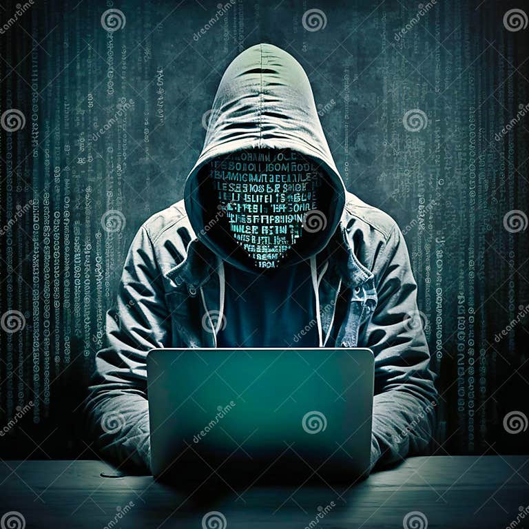 Hacking and Malware Concept. Hacker Using Abstract Laptop with Binary Code Digital Interface ...
