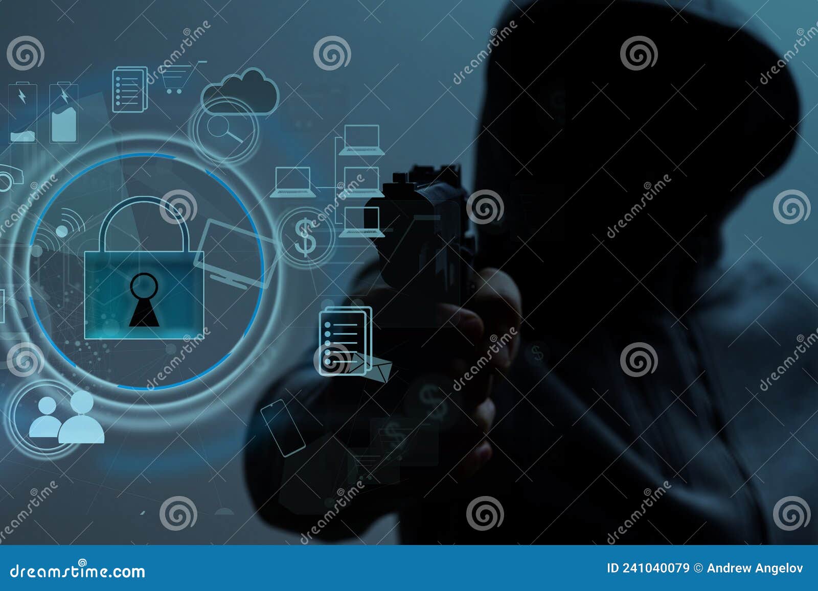 Hacking And Malware Concept Hacker Using Abstract Laptop With Digital Interface Double