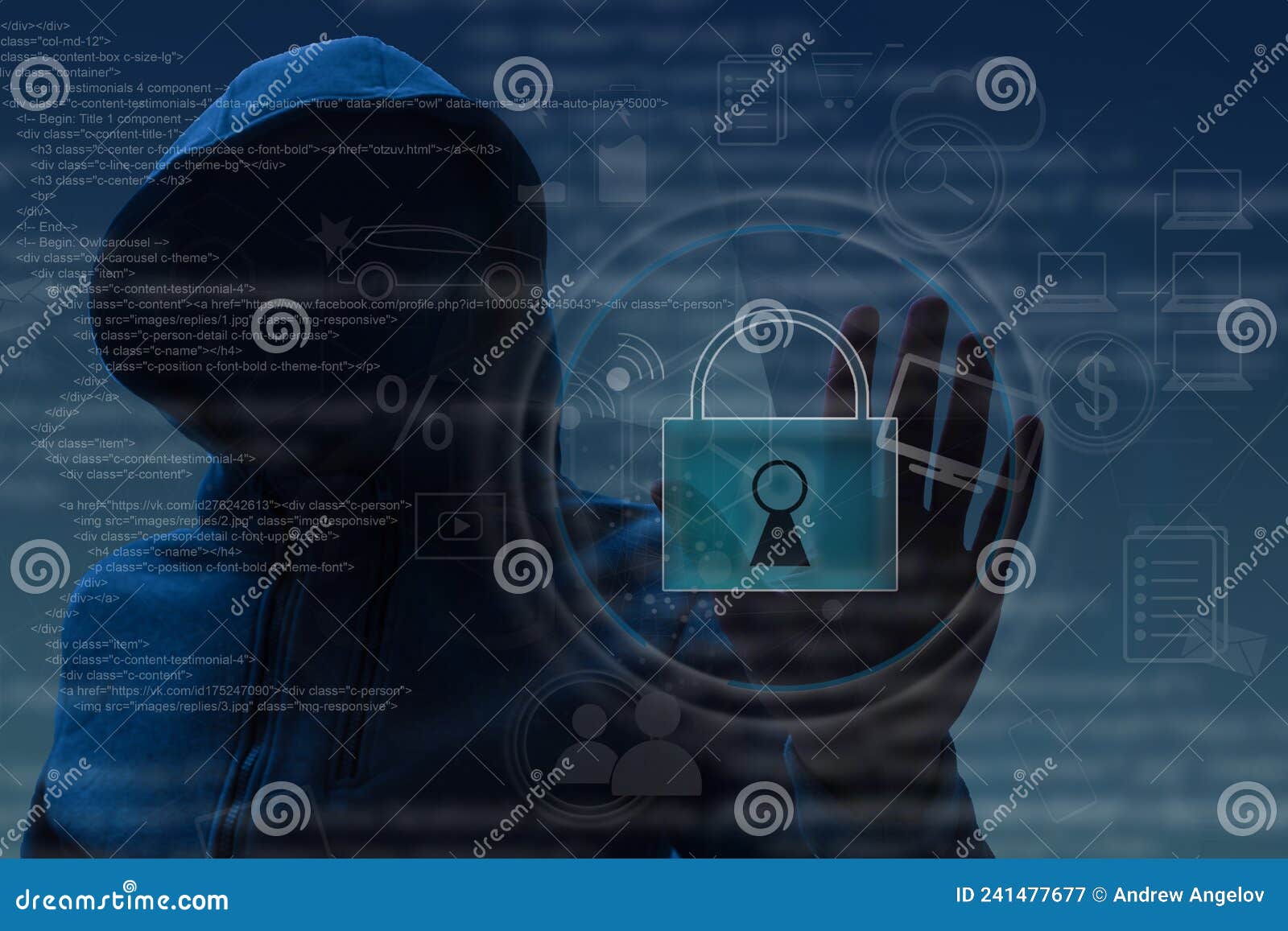 Hacking and Malware Concept. Hacker Using Abstract Laptop with Digital Interface. Double ...