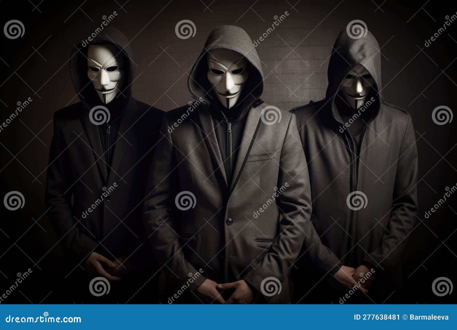 Hacking and Malware Concept. Hackers in Masks. Generative AI Stock ...