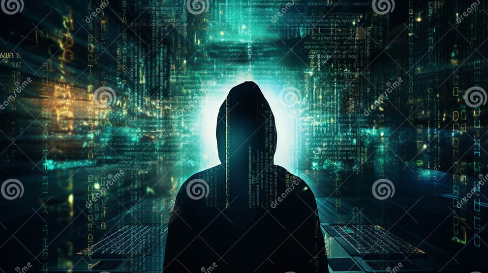 Hacking Malware and Data Security Concept. Hacker with Not Identifiable Face with Binary Code ...