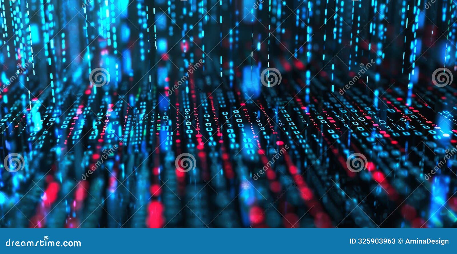 Hacking Red and Blue Digital Binary Code Matrix 01 Background. Hacker, Dark Web, Matrix Stock ...