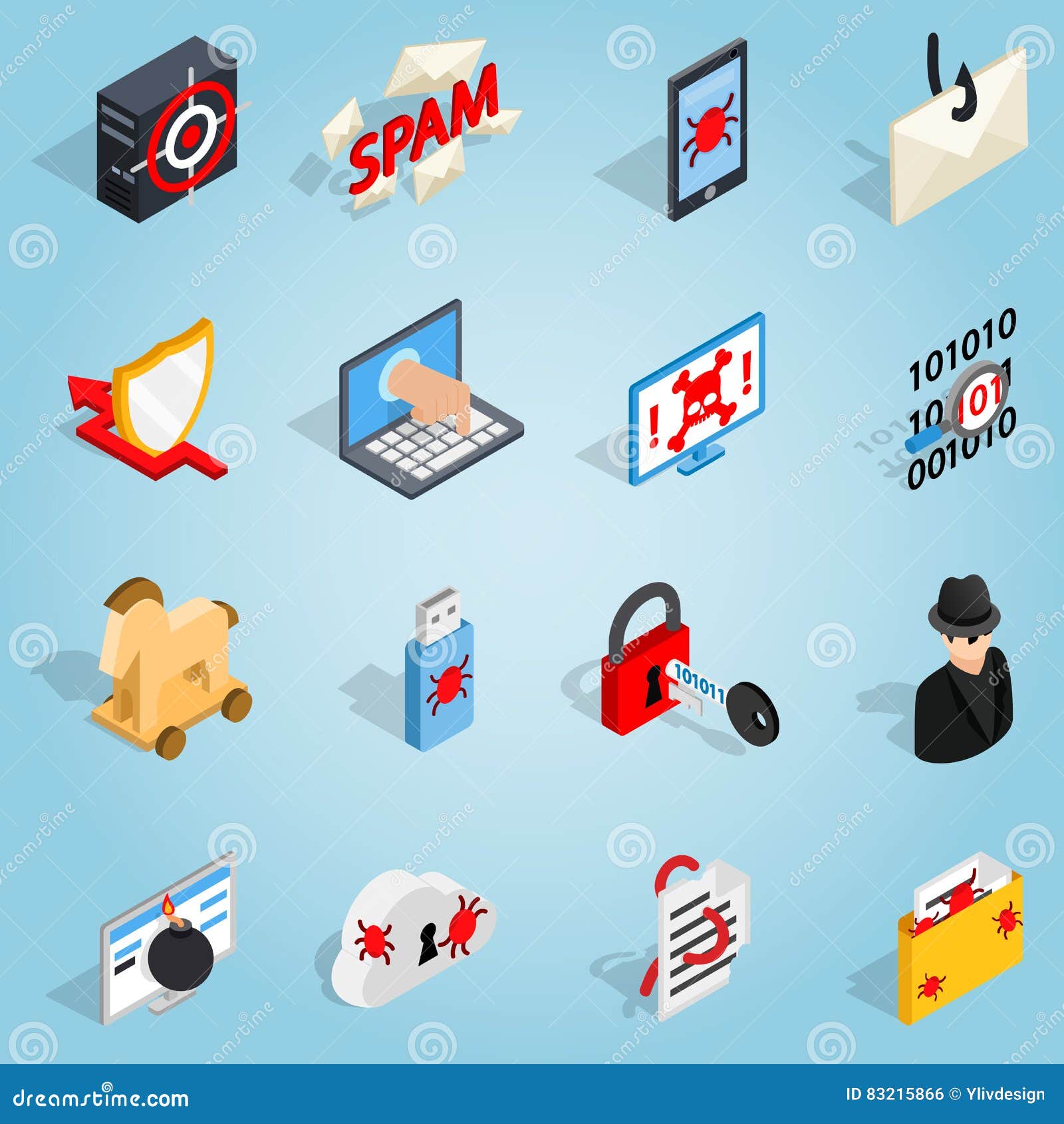 Hacking Set Icons, Isometric 3d Style Stock Vector - Illustration of hacker, password: 83215866