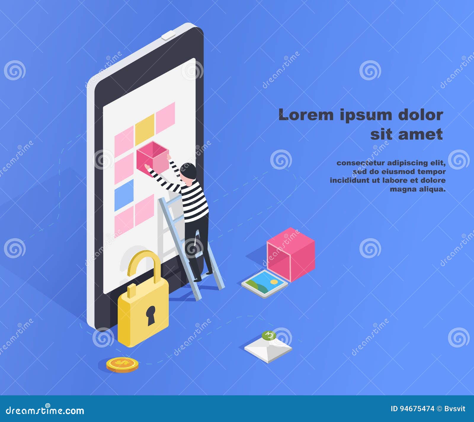 Hacking Smartphone User Database. Insecure Connection, Online Scam ...