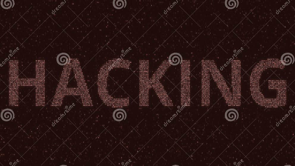 HACKING Text Consisting of Many Symbols on Computer Monitor. 3d ...