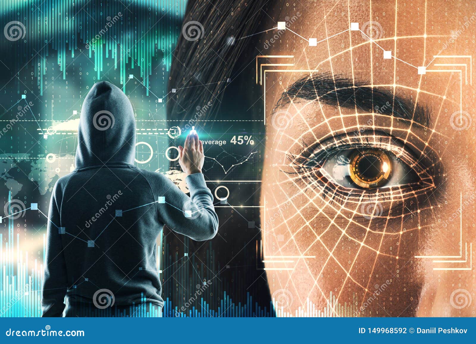 Hacking and theft concept stock photo. Image of facial - 149968592