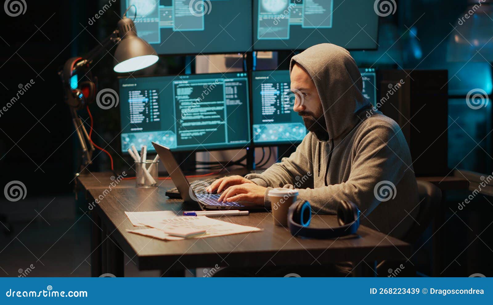 Hacking Thief Breaking through Cyber Security System Stock Image ...