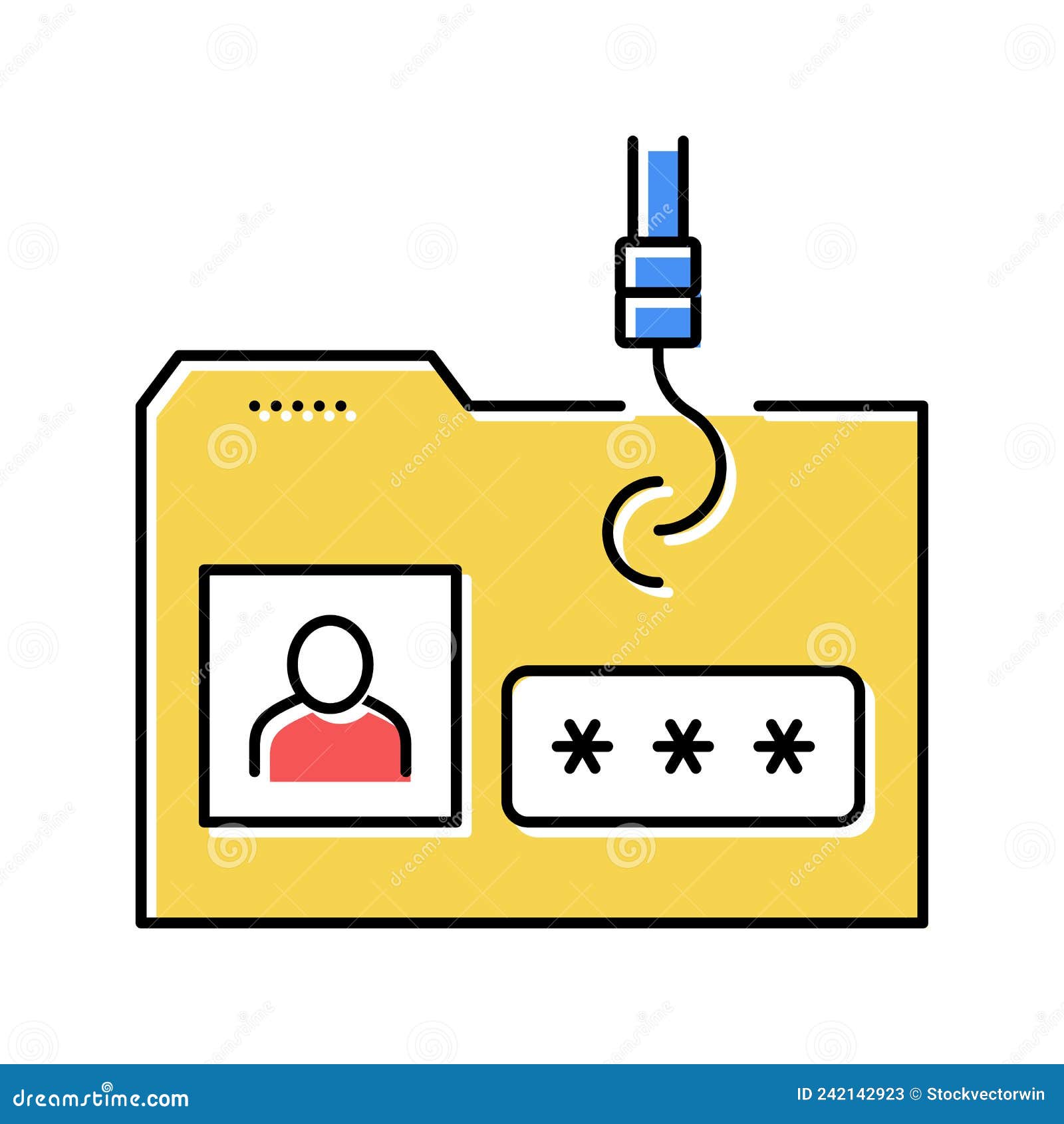 Hacking User Folder Color Icon Vector Illustration Stock Vector ...