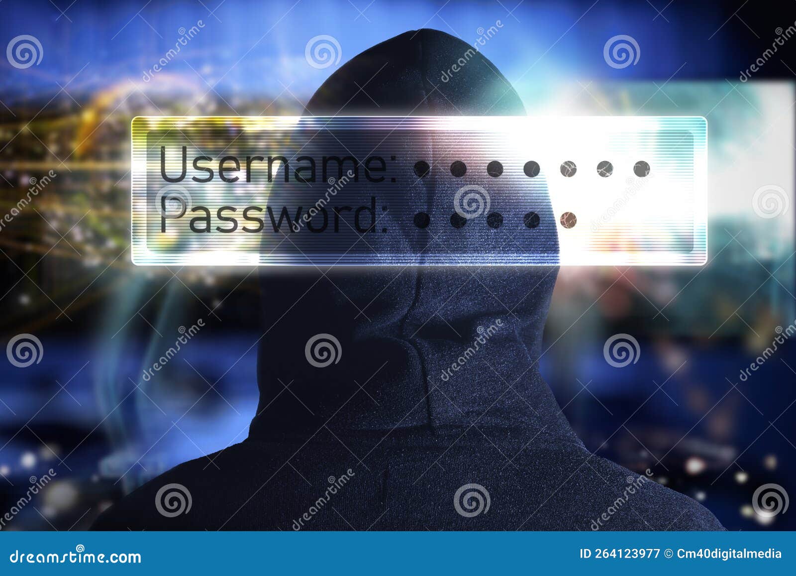 Hacker in Front of High Technology Computer Monitors Hacking into ...