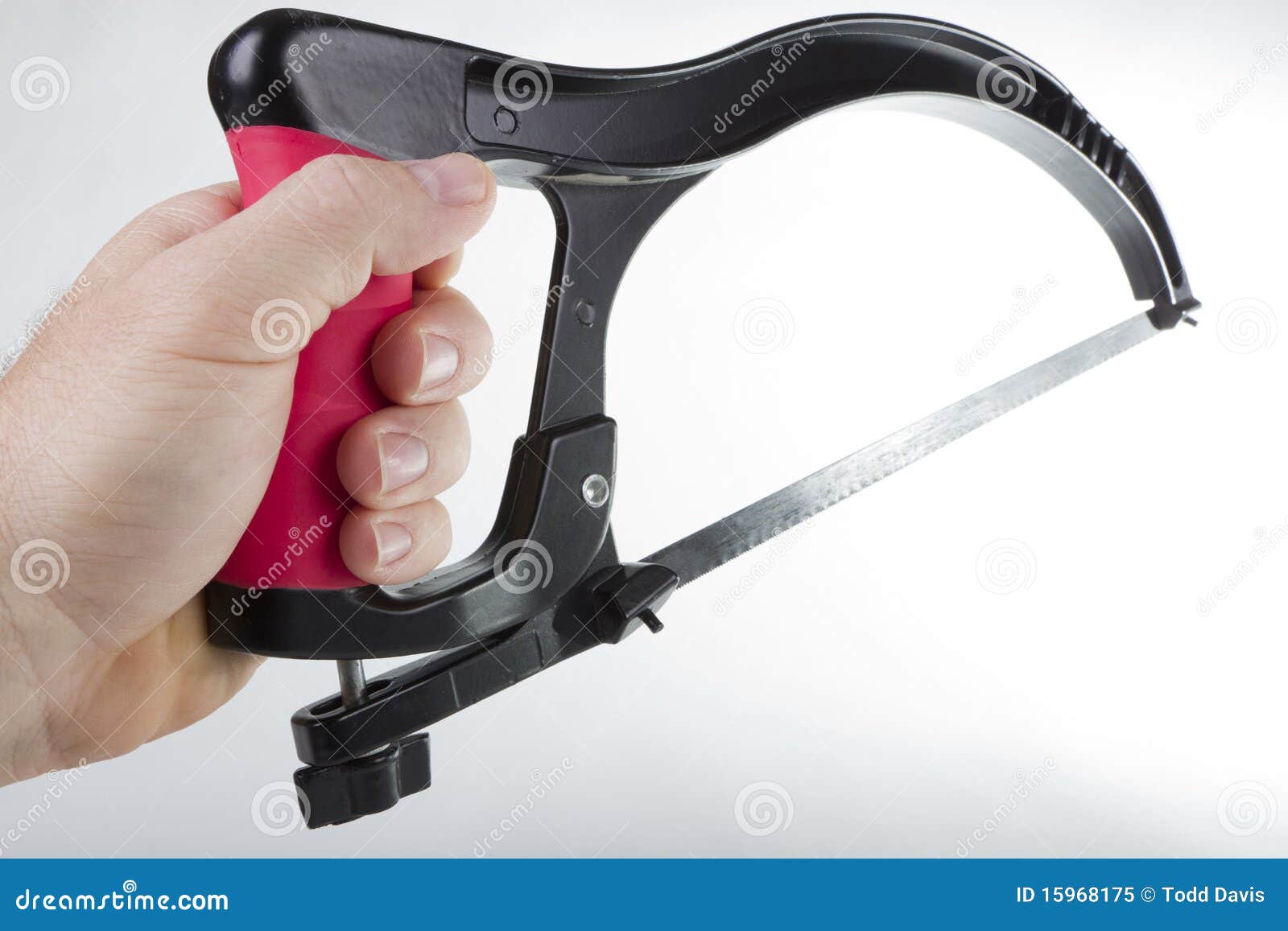 Hacksaw in hand stock image. Image of steel, isolated - 15968175