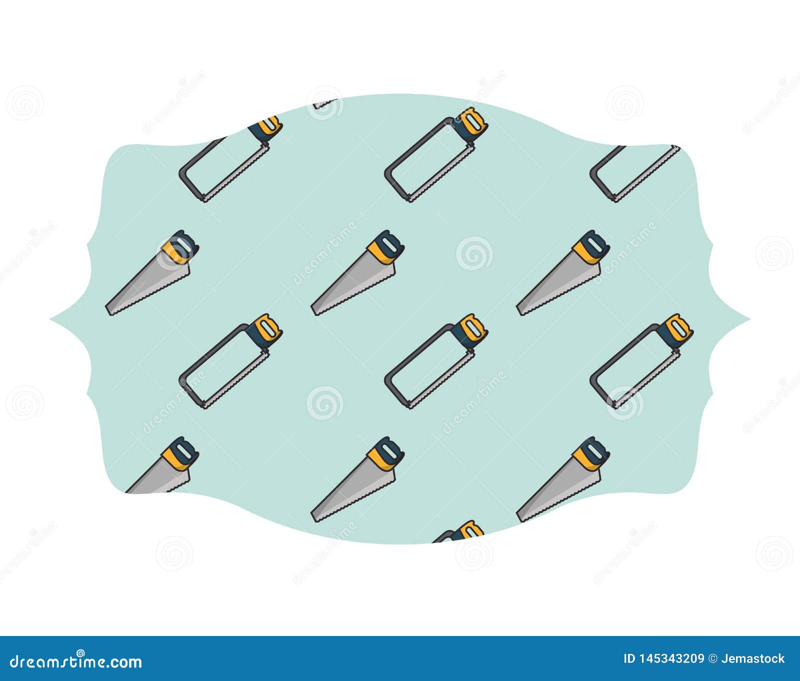 Hacksaw and Saw Label Frame Stock Vector - Illustration of element ...