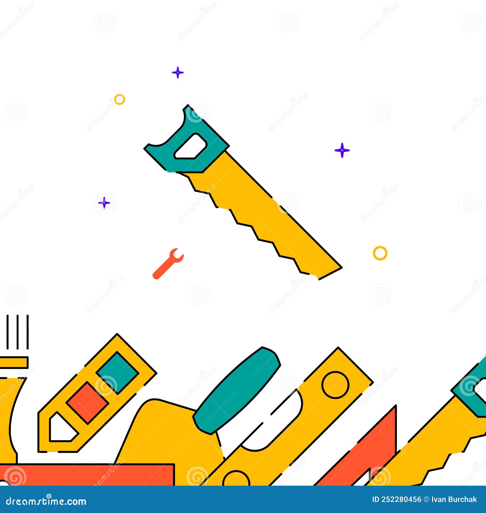 Hacksaw Work Tool Filled Line Icon, Simple Vector Illustration Stock ...