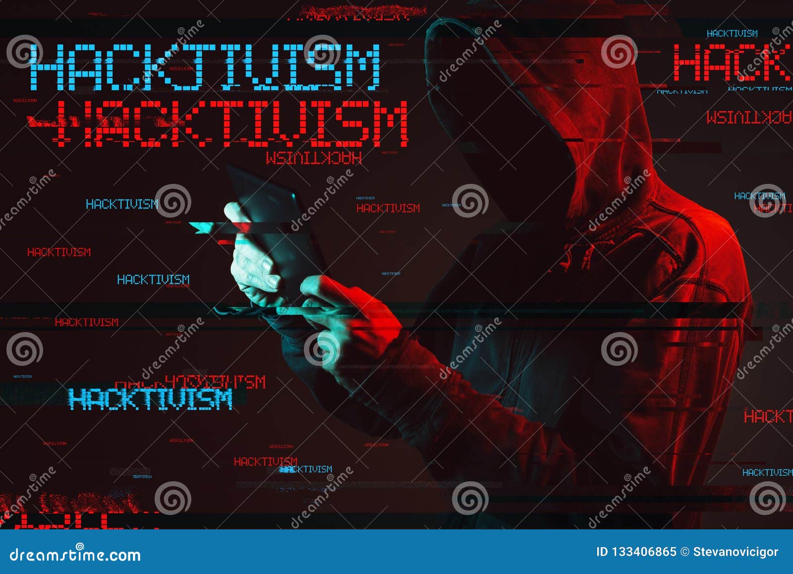 Hacktivism Concept with Faceless Hooded Male Person Stock Image - Image ...