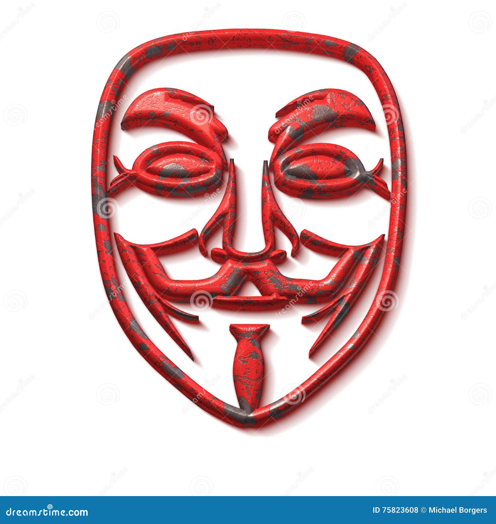 Hacktivist Mask Grunge Red Metal Stock Illustration - Illustration of ...