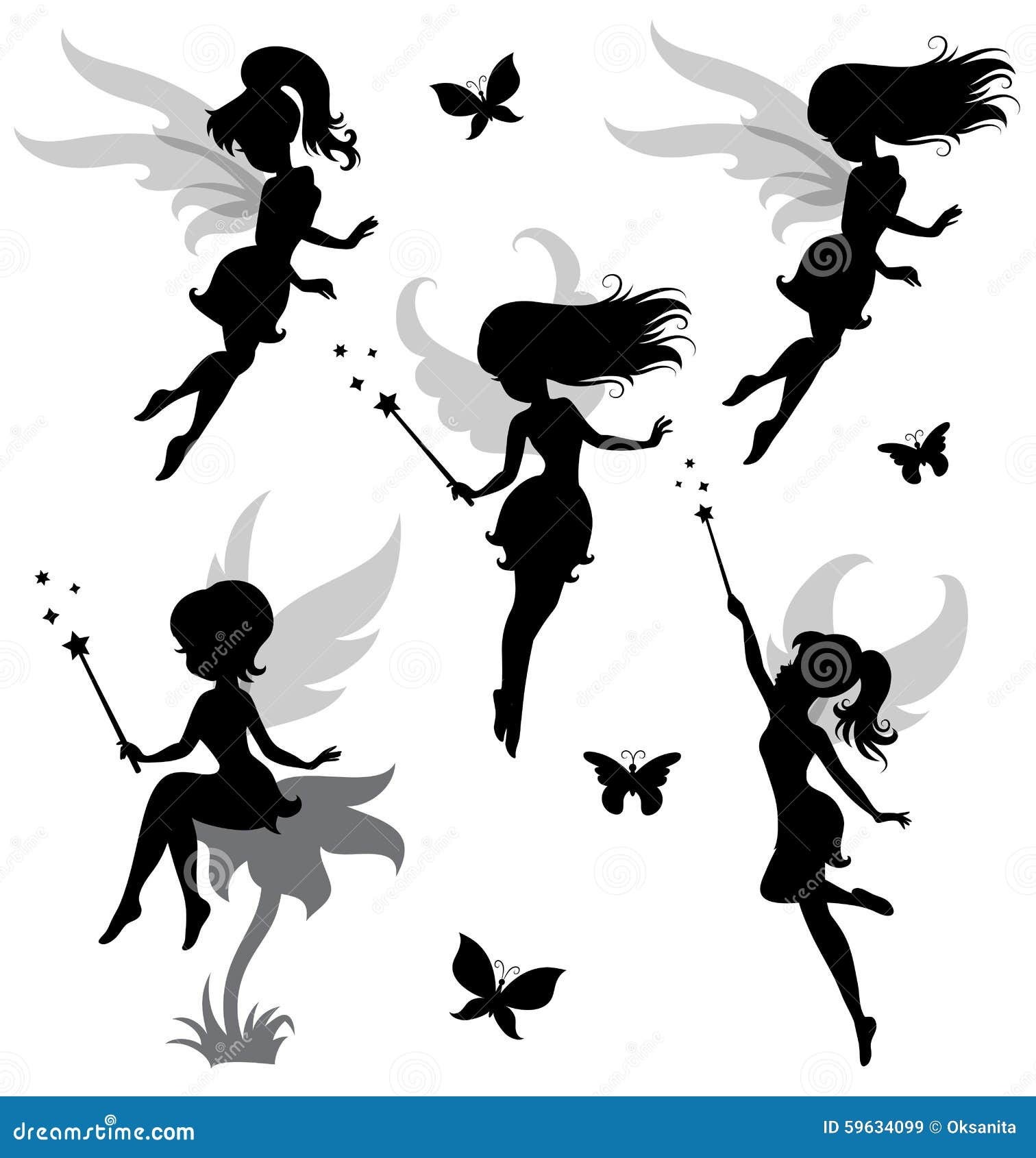 Hada ilustración del vector. Ilustración de sentada, vuelo - 59634099