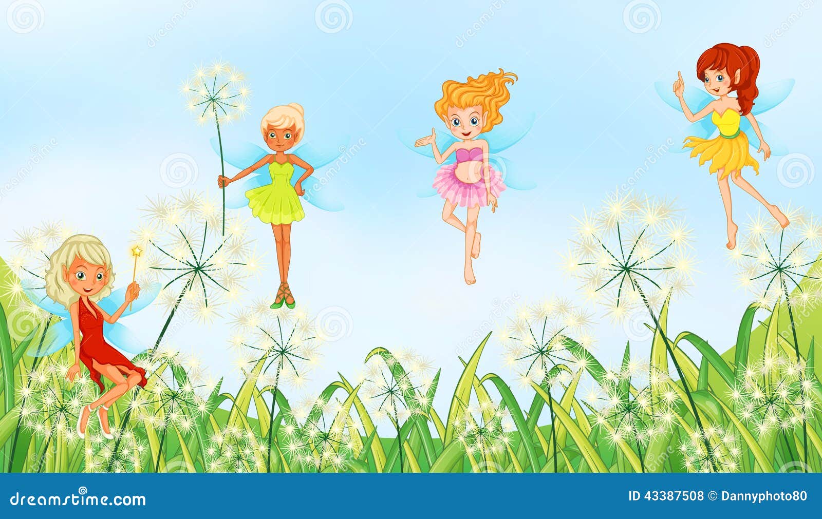 Hadas en el jardín ilustración del vector. Ilustración de cielo - 43387508