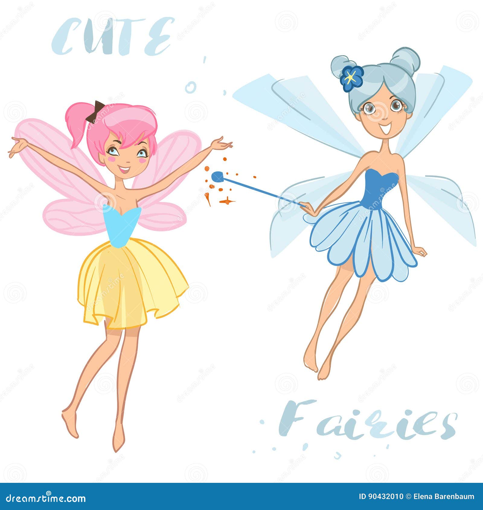 Hadas Lindas De La Historieta Ilustración del Vector - Ilustración de ...