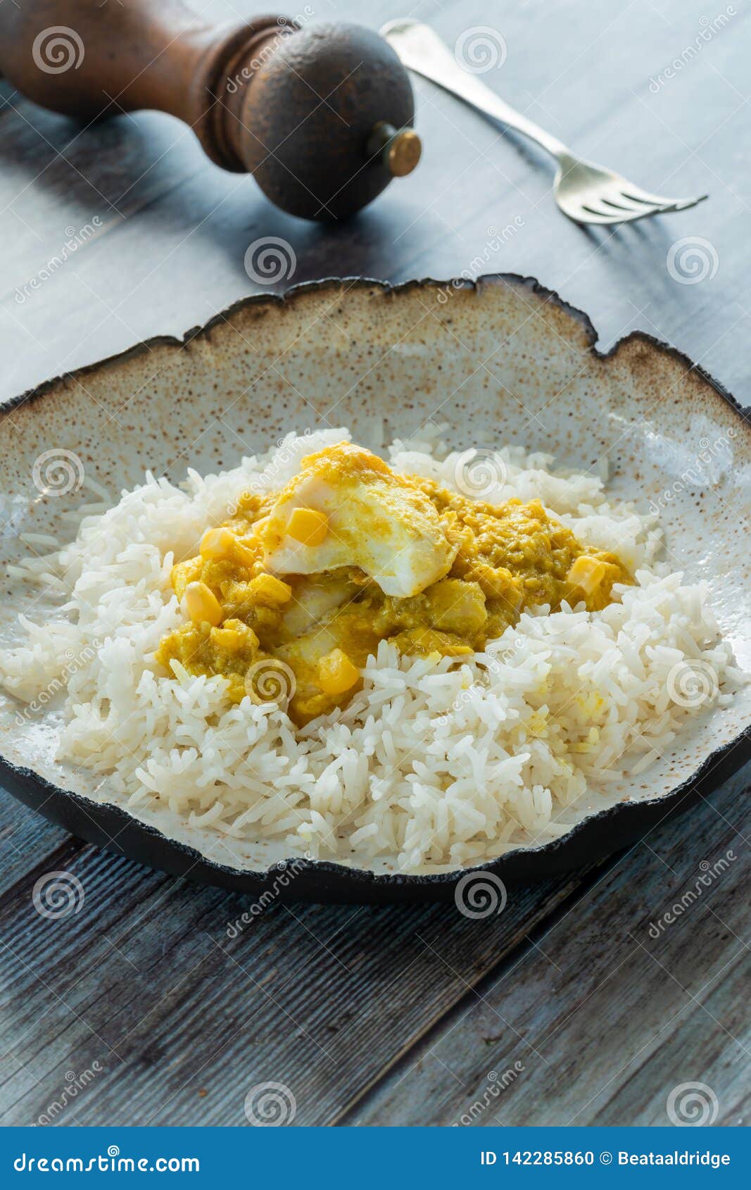 Haddock in Creamed Coconut and Corn Curry Stock Photo - Image of dining ...