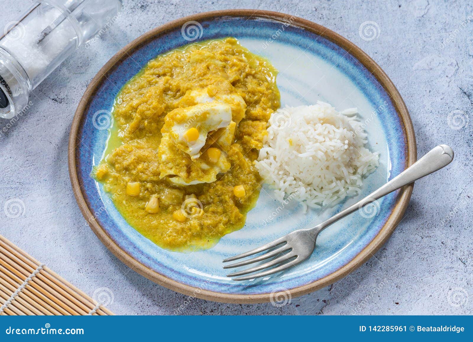 Haddock in Creamed Coconut and Corn Curry Stock Image - Image of india ...