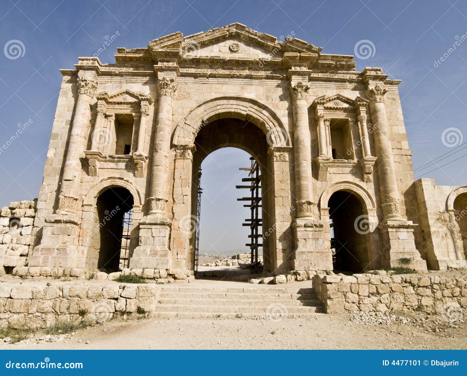 Hadrian Arch of Triumph, Jerash Stock Image - Image of arabic, culture ...