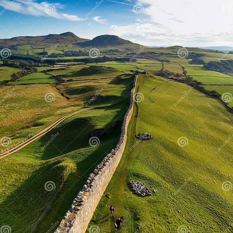 Hadrian Wall, AI generated stock illustration. Illustration of ...
