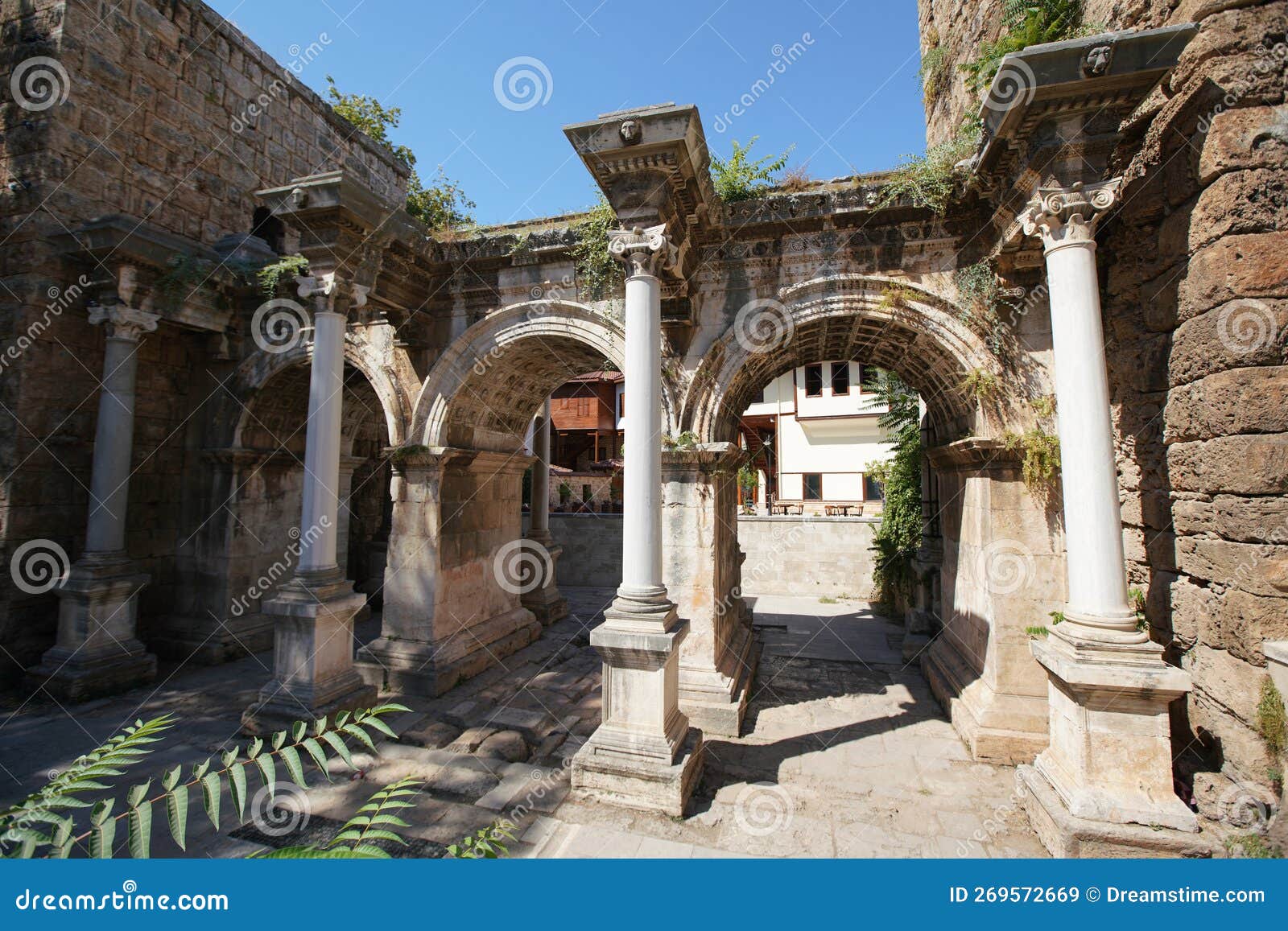 Hadrians Gate in Antalya, Turkiye Stock Image - Image of column ...