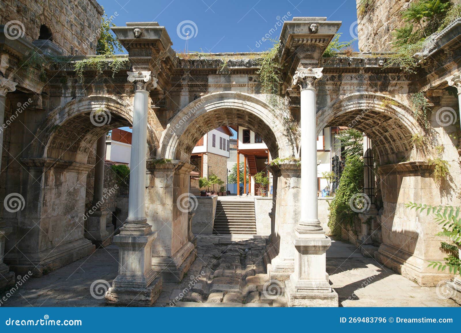 Hadrians Gate in Antalya, Turkiye Stock Photo - Image of relief ...