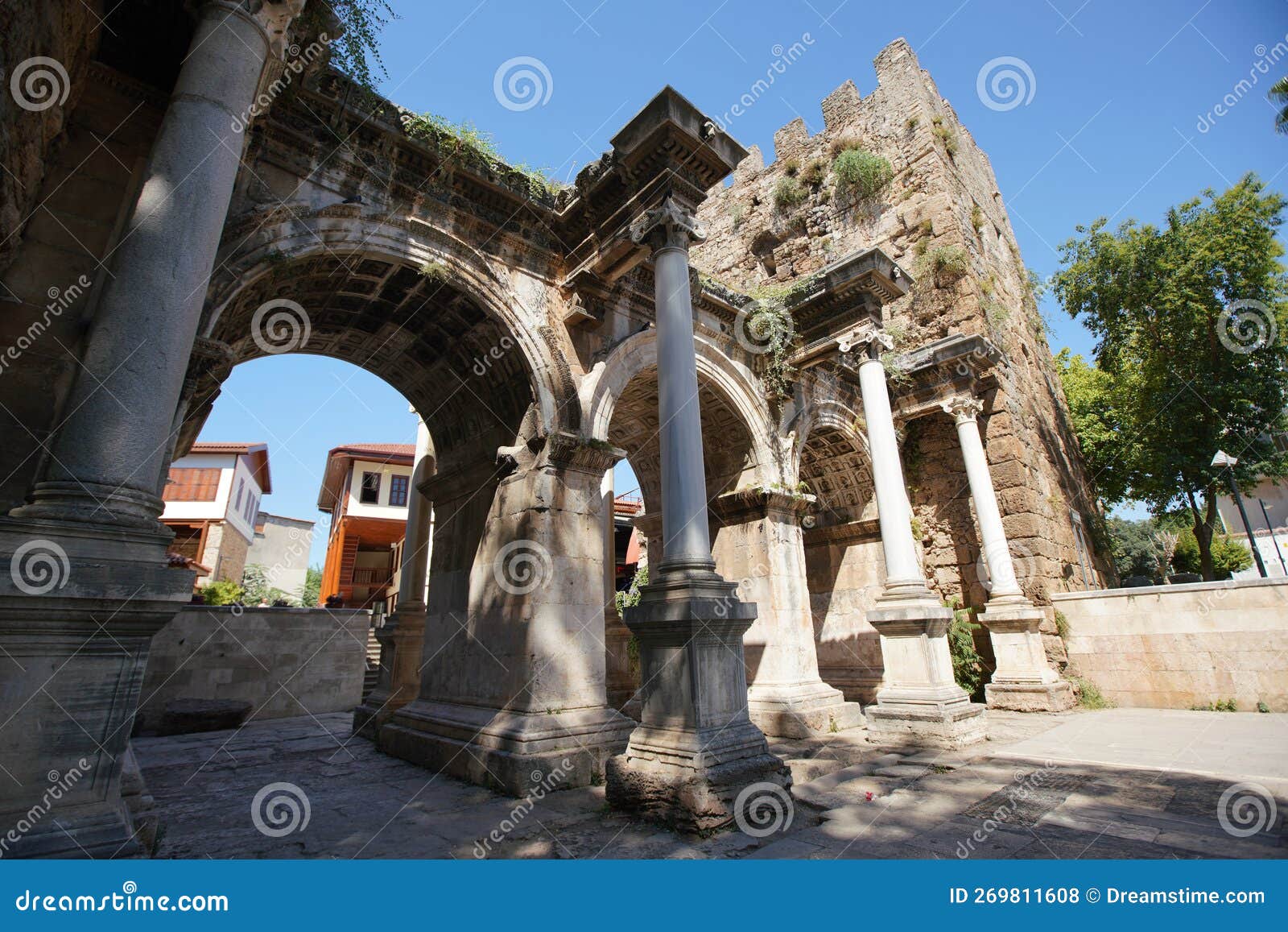 Hadrians Gate in Antalya, Turkiye Stock Photo - Image of building ...