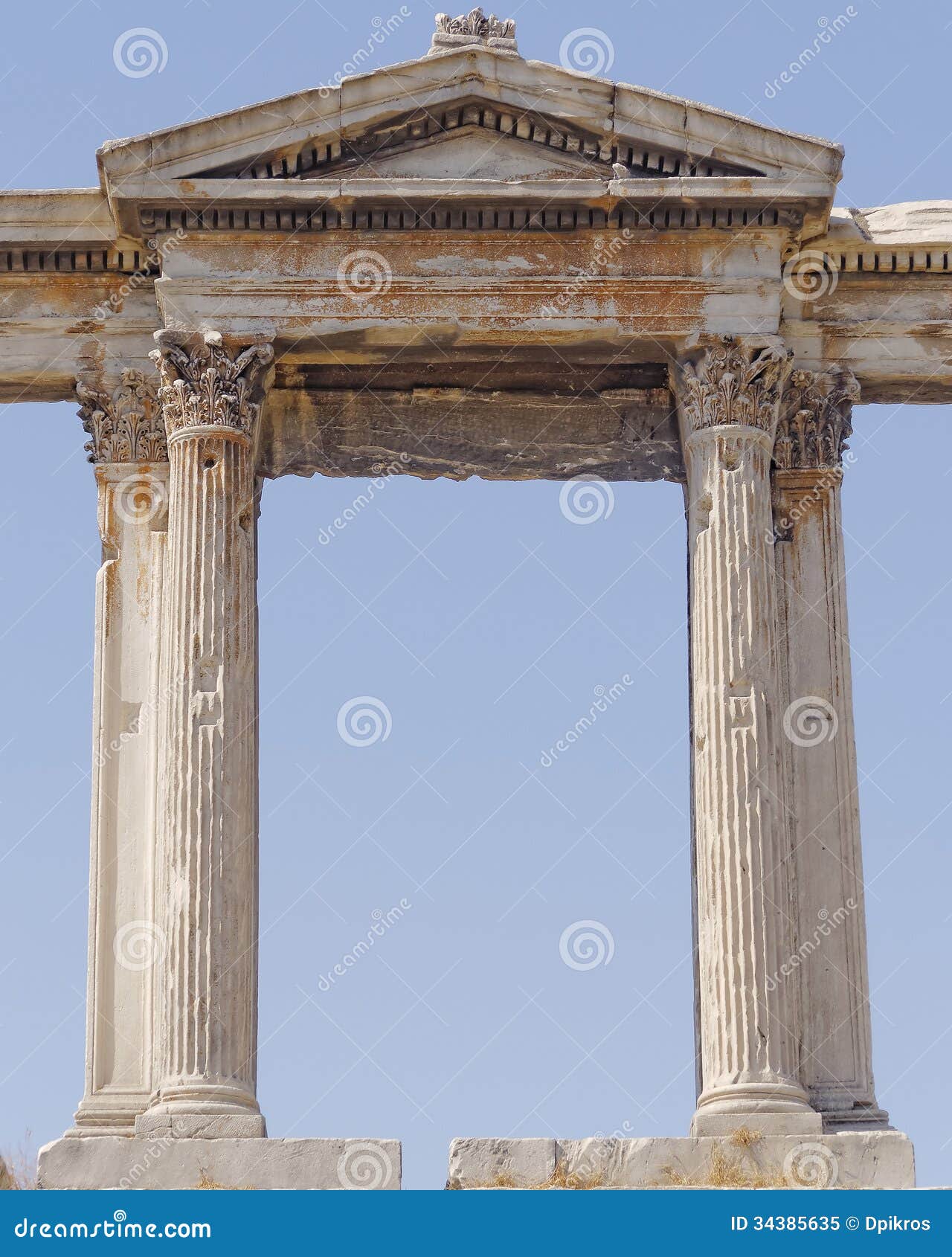 Hadrians Gate Detail, Athens Greece Stock Image - Image of adrian ...