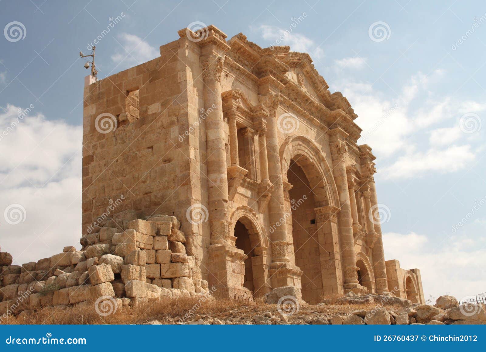 Hadrians Gate Jerash City Jordan Stock Image - Image of history, jordan ...