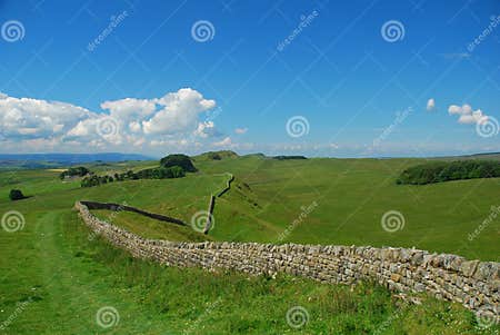 Hadrian Wall Landscape, England Stock Photo - Image of border, outdoor ...