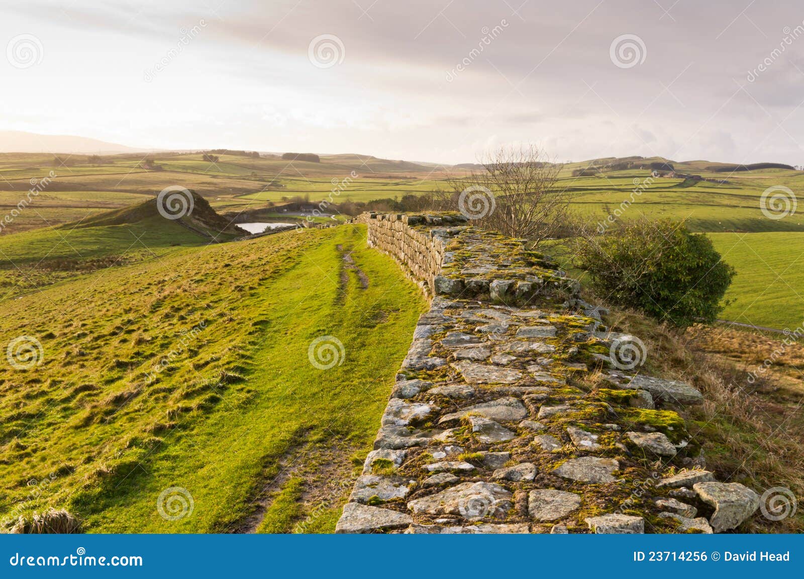 Hadrians Wall and Cawfields Quarry Beyond Stock Photo - Image of ...