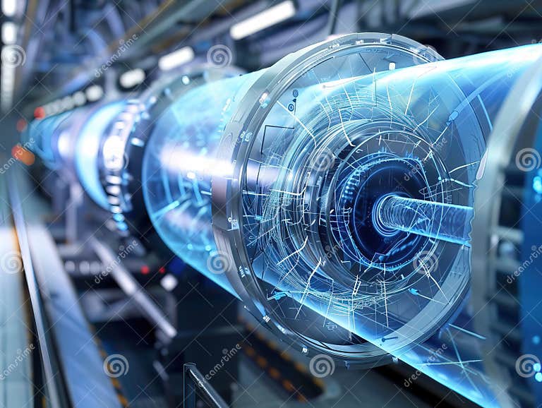 Hadron Collider Tech Illustration. Science Nuclear Accelerator ...