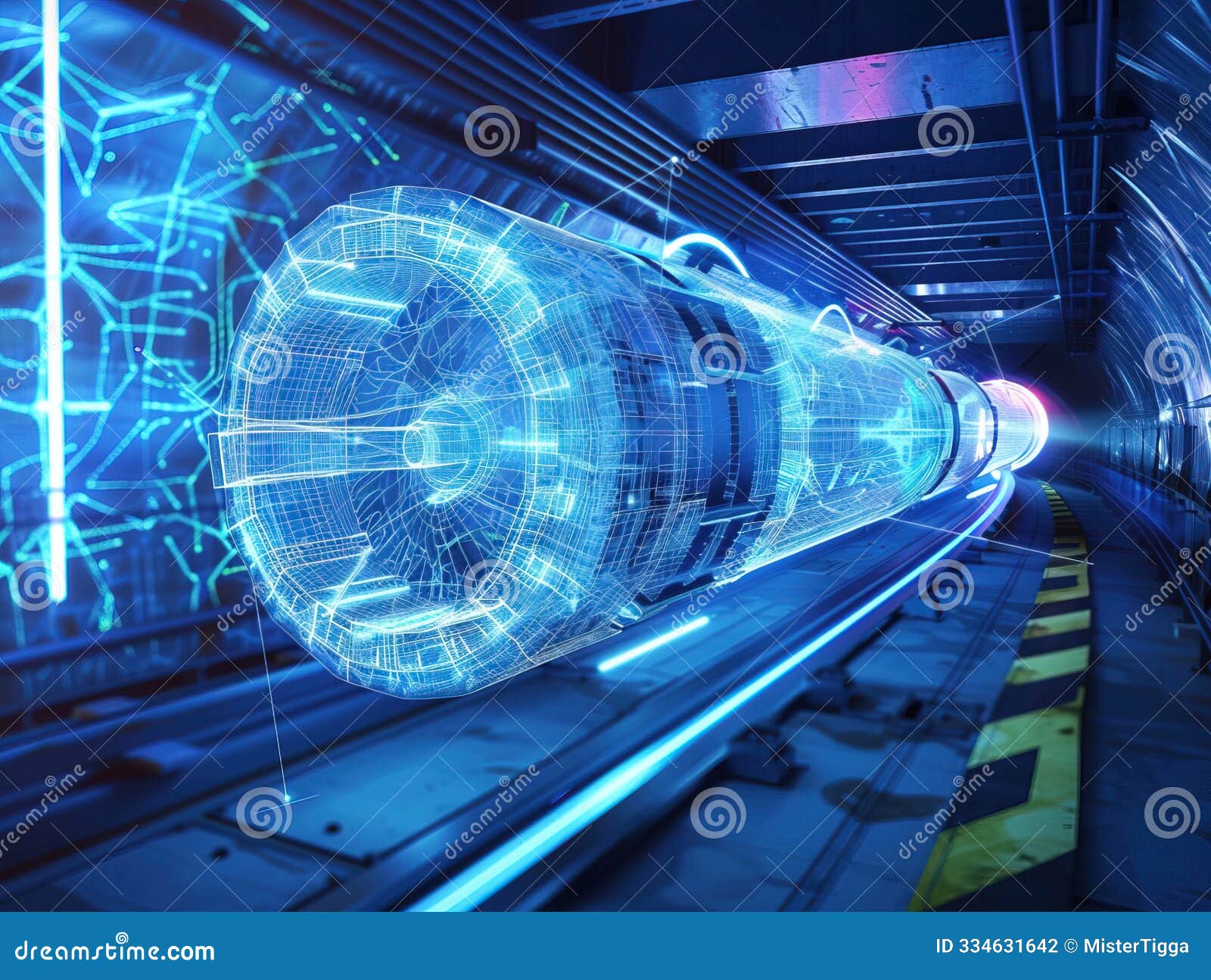 Hadron Collider Tech Illustration. Science Nuclear Accelerator ...