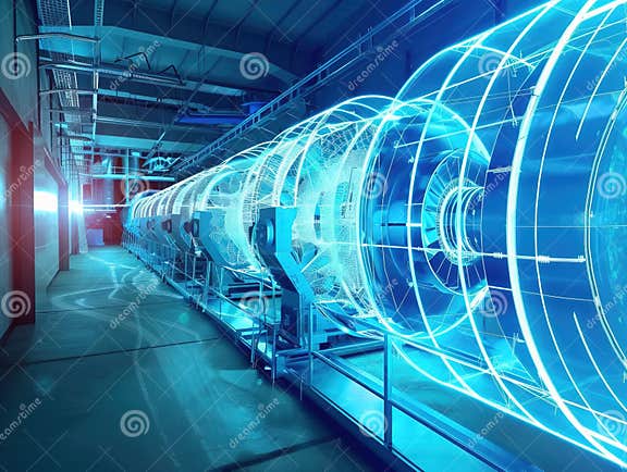Hadron Collider Tech Illustration. Science Nuclear Accelerator ...