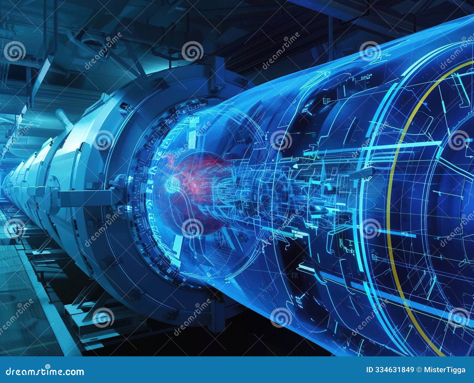Hadron Collider Tech Illustration. Science Nuclear Accelerator ...