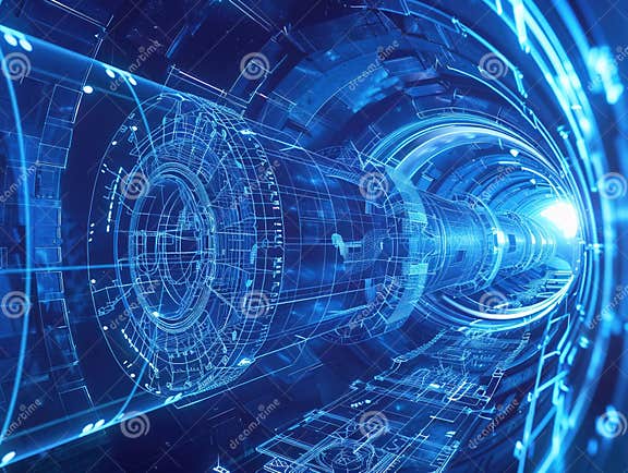 Hadron Collider Tech Illustration. Science Nuclear Accelerator ...