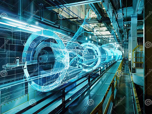 Hadron Collider Tech Illustration. Science Nuclear Accelerator ...