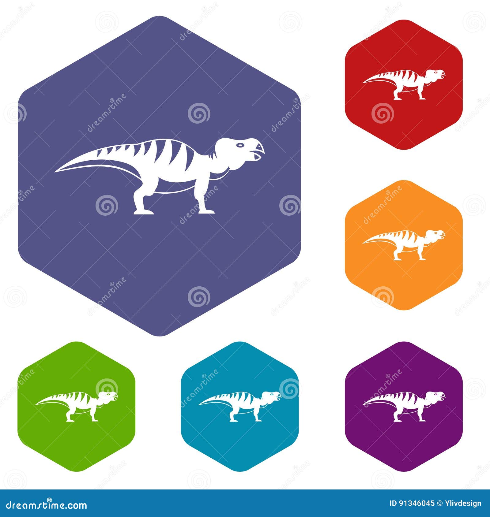 Hadrosaurid-Dinosaurierikonen Stellten Hexagon Ein Vektor Abbildung ...