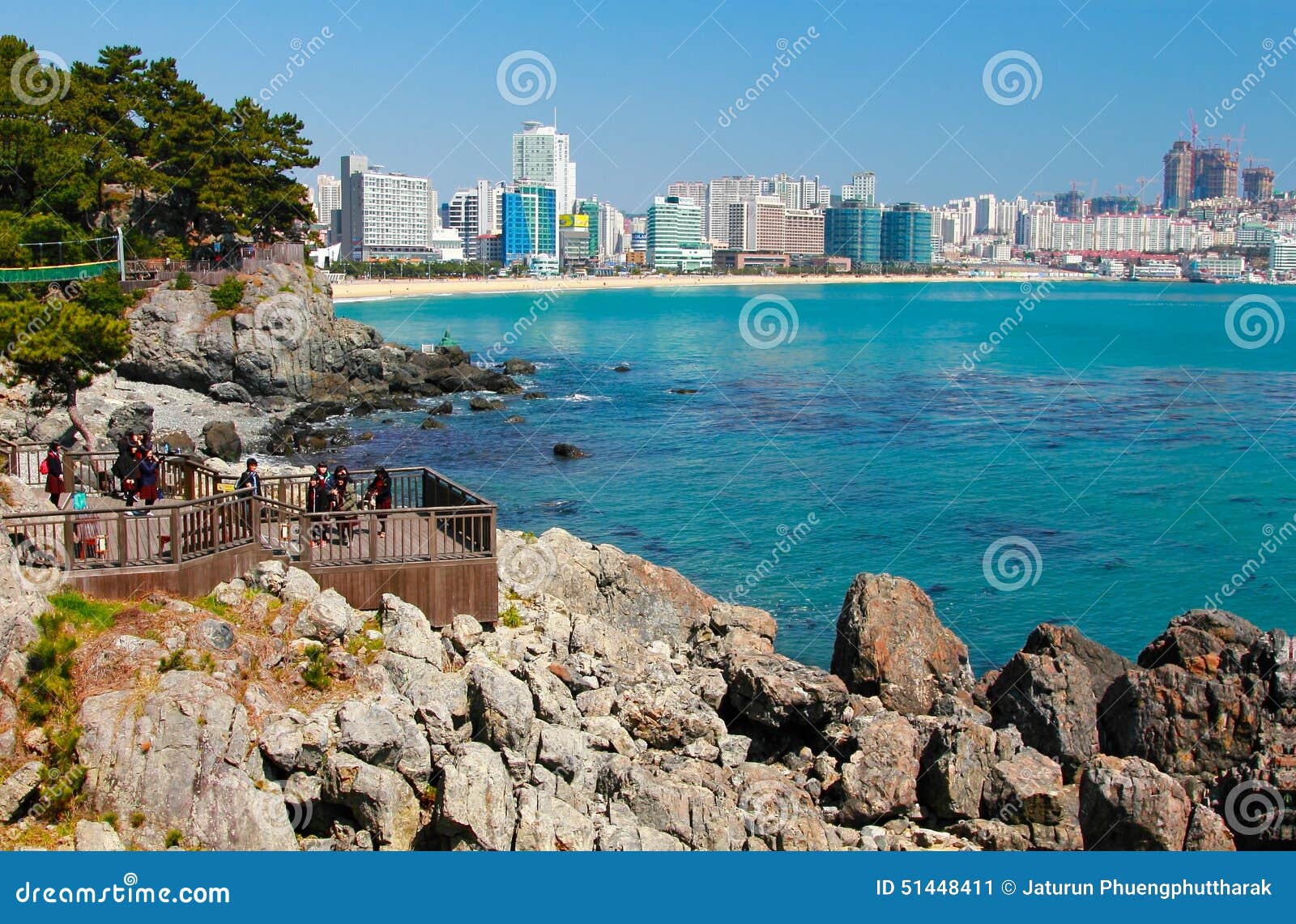 Hae Hun Dae Strand Busan Zuid-Korea Stock Afbeelding - Image of modern ...