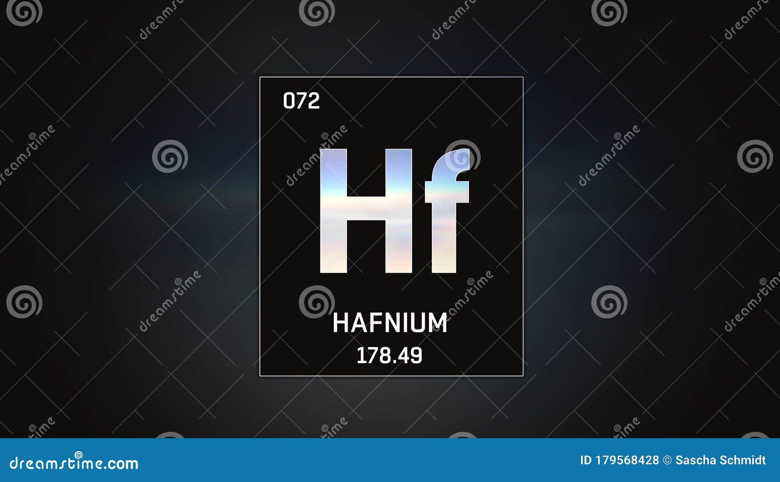Hafnium As Element 72 of the Periodic Table 3D Illustration on Grey ...