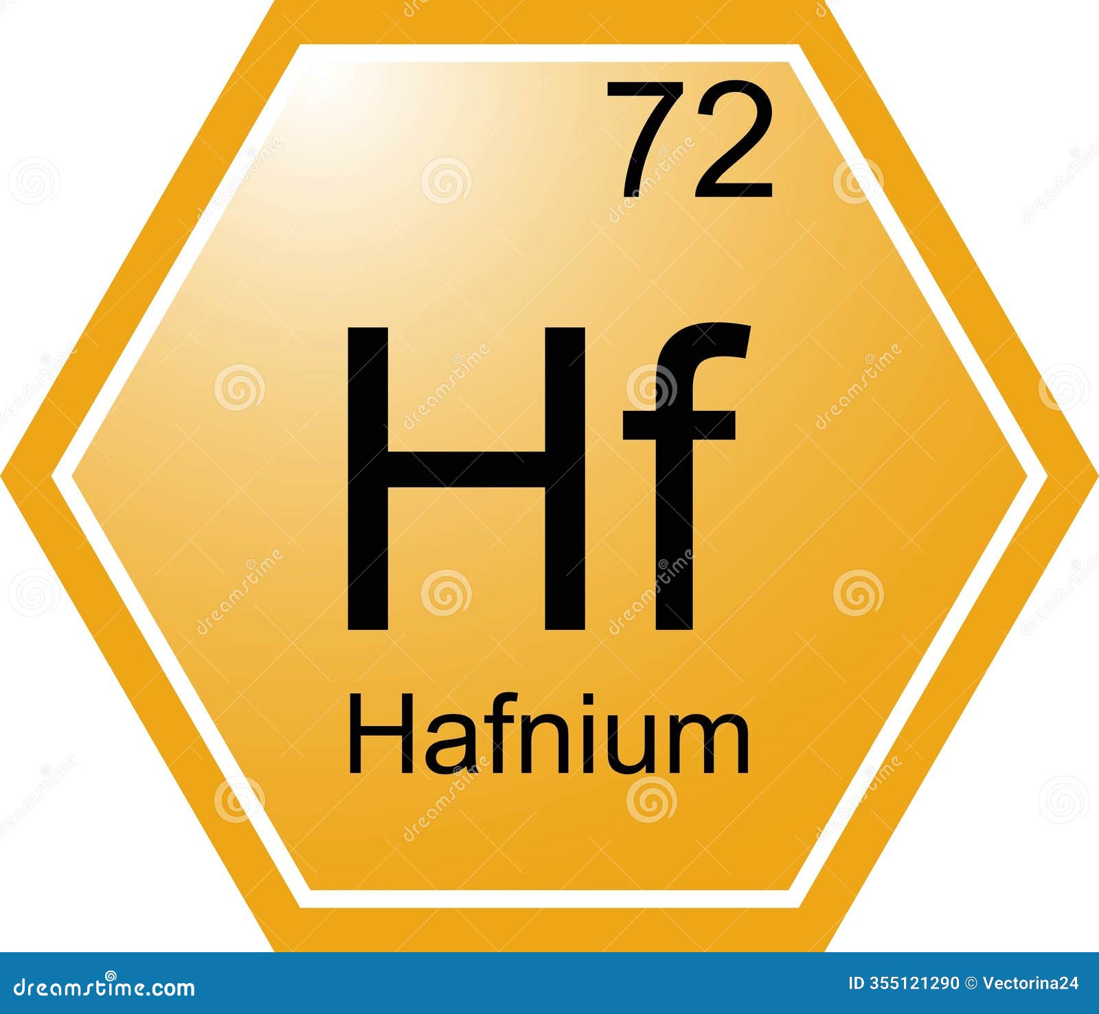 Hafnium As Element 72 Of The Periodic Table 3D Illustration On Silver ...