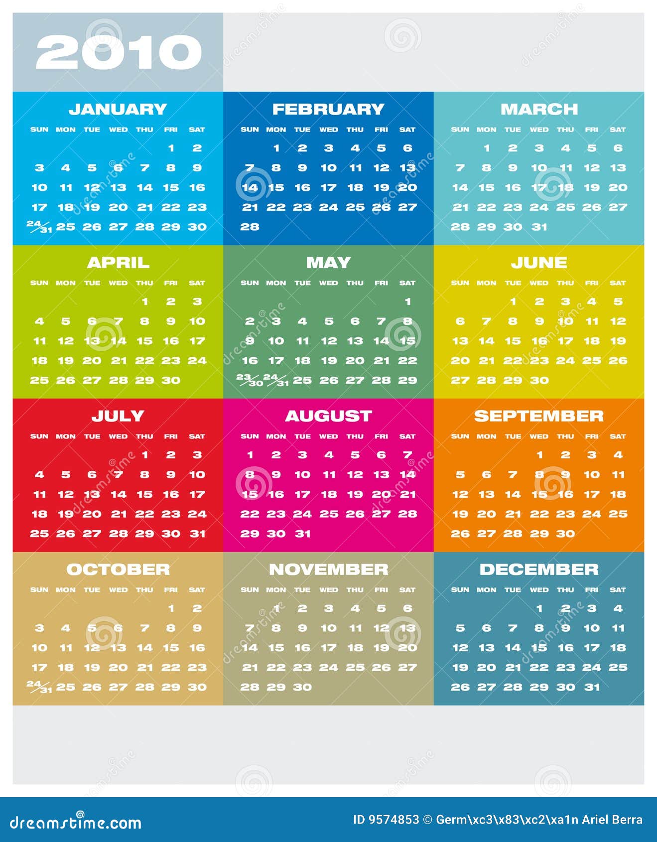 Haga calendarios 2010 ilustración del vector. Ilustración de fecha ...