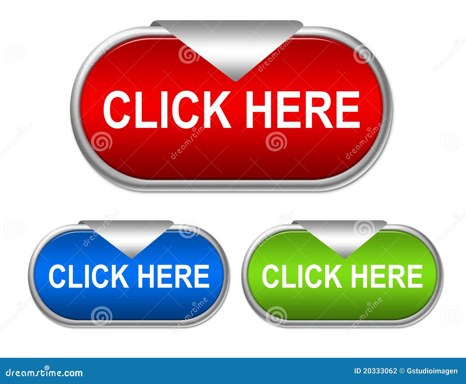 Haga clic aquí el botón stock de ilustración. Ilustración de brillante ...