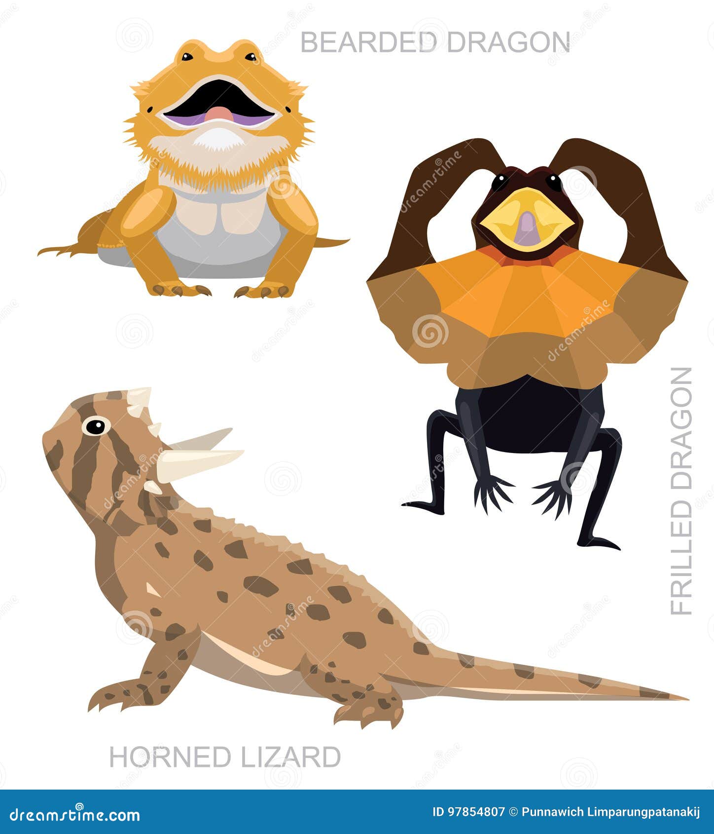 Hagedis Dragon Set Cartoon Vector Illustration Vector Illustratie ...