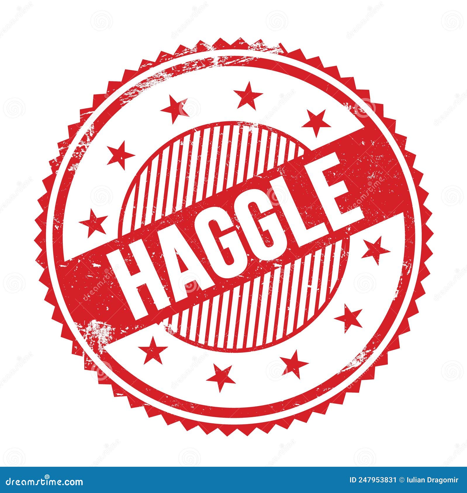 HAGGLE Text Written on Red Grungy Round Stamp Stock Illustration ...